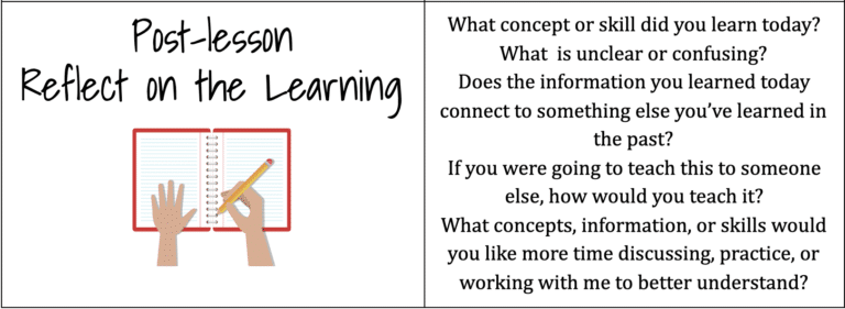 Post-Lesson Reflection: What Do Students Think They Learned? - Dr ...